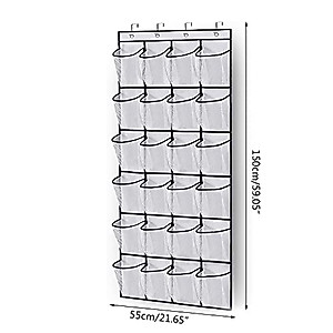 CHBC 24 Large Mesh Pockets Over The Door Shoe Rack, Hanging Shoe Organizer for Closet Hanging Shoe Rack Holder Hanger, White