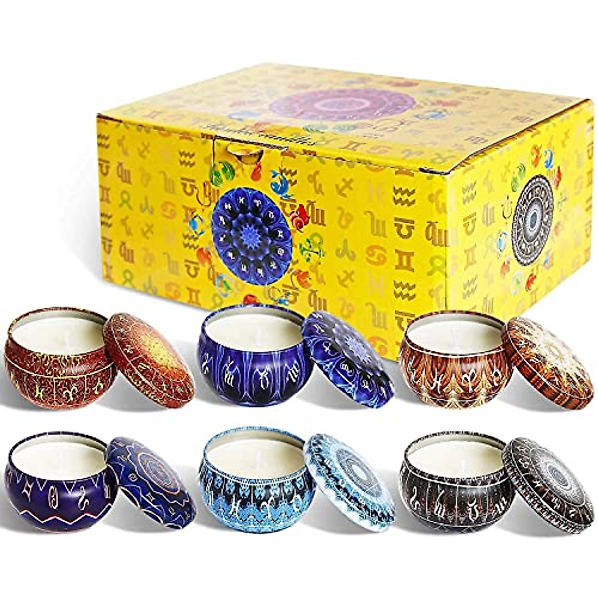 PEILIN 12 Constellations Scented Candles Gift Set 2.5oz Strong Fragrance Aromatherapy Candles Portable Travel Tin Jar Candles Gifts for Home Scented Decoration Birthday Valentine'sDay，Christmas