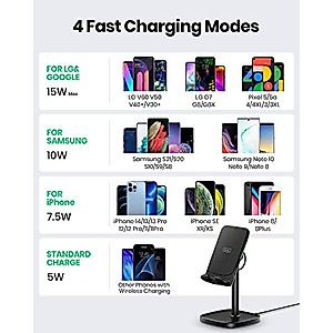 INIU Wireless Charger Stand, 15W Fast Wireless Charging Stand, Adjustable Angle Charger Dock Phone Holder, Wireless Charging Station Compatible with iPhone 14 13 12 11 Pro/Max Samsung S22 S21 Pixel
