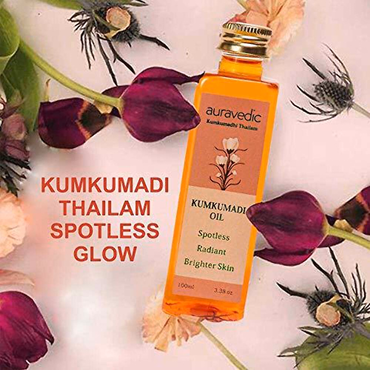 Auravedic Kumkumadi Oil Pure Saffron for Ultra Radiant Skin | 3.38 Fl Oz (100ml)