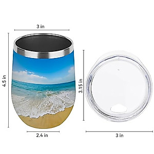 silichee 12 Oz Stainless Steel Insulated Tumblers with Lid Golden Shore in Pacific Beach California Insulated Tumblers Vacuum Coffee Mugs for Cold and Hot Drinks,Coffee,Wine