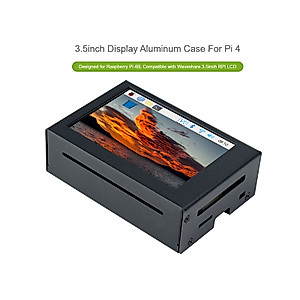 waveshare Aluminum Alloy Case with 3 PCS Heatsinks for Raspberry Pi 4, Metal Case Designed for Raspberry Pi 4B,Compatible 3.5inch RPI LCD (A)/(B)/©