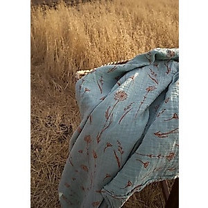 Leyl&Ari Muslin Swaddle Baby Blanket | 100% Organic Cotton Receiving Wrap (Wildflowers/Blue)