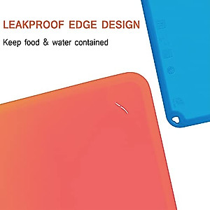Silicone Placemats for Baby & Kids, Stain Resistant Non-Slip Toddler Food Mats Eating Table Mat with 2 Packs,Blue/Orange