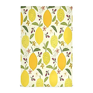 FUGIDOG Kitchen Dish Towels Set of 4, Lemon Flower Ultra Soft Absorbent Kitchen Towels Tea Towels Hand Towels Quick Drying Reusable Cleaning Cloths, 18 x 28 inch
