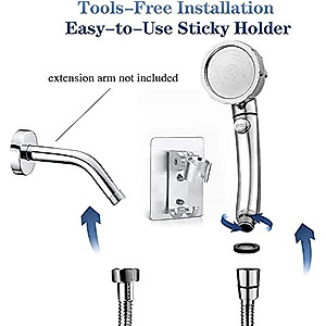 Handheld Shower Heads with Hose and Holder, High Pressure Shower Head with 3 Spray Settings and On/Off Switch Detachable Shower - (3-kit)
