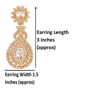 Touchstone Indian Bollywood Beautifully Hand Finished Victorian Studded Look White Rhinestone Designer Jewelry Chandelier Earrings In Gold Tone For Women.