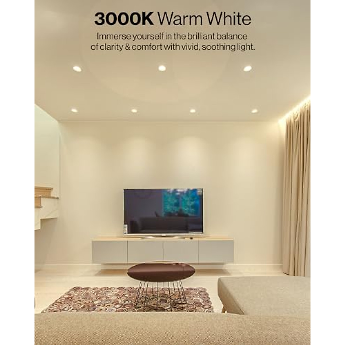 Sunco 4 Pack Retrofit LED Recessed Lighting 4 Inch, 3000K Warm White, Dimmable Can Lights, Baffle Trim, 11W=60W, 660LM, Damp Rated - ETL