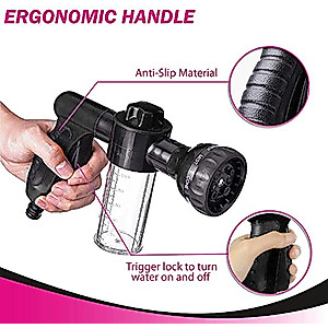 Horse Soap Sprayer Nozzle 8 Function, Car Wash Soap Sprayer Foam Sprayer Gun with 3.5oz/100cc Soap Dispenser Bottle, Car Wash Mitt, Foam Sprayer for Car Washing, Pets Showering