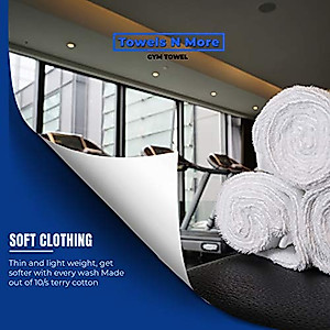 Towels N More 6 Pcs New Gym Towels 20x40 White 100% Cotton Loop Terry Bath Towels Salon Towels Light Weight Fast Drying(6)