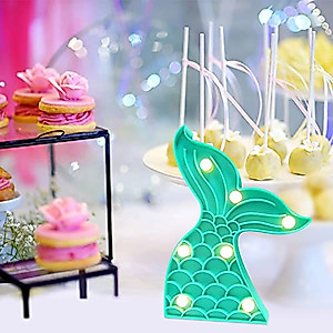 Radidi Mermaid Tail Decor Light Mermaid Tail Party Decoration Christmas Gift Cute Mermaid Table Lamp Battery Operated for Desk,Bedroom,Wall Decor,Baby Shower,Kids' Room,Holiday Decor,Home Decorations