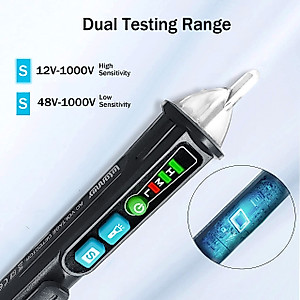 2PCS LETONNEY Voltage Tester, Non Contact Voltage Detector, Circuit Tester Dual Range Voltage Sniffer AC 12V-1000V/48V-1000V, Live/Null Wire Tester with Alarm and Flashlight (Gray)