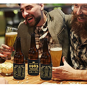 BackURyear 40th Birthday Party Decorations for Men Women, Funny 40th Birthday Party Supplies, 40 Years Old Forty Birthday Decor, 40th Birthday Party Cans Cooler Sleeves, Black&Gold/12 Pcs