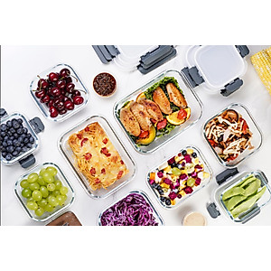 GC GENICOOK [10-Pack] Glass Meal Prep Containers with Lids, Food Storage Containers with Snap Locking Lids, Airtight Lunch Containers, Microwave, Oven, Freezer and Dishwasher