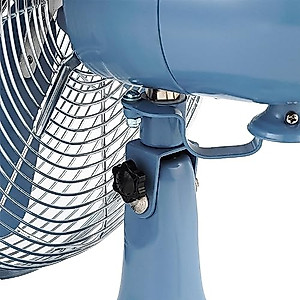 12 Inch Vintage Desk Fan, Desktop Oscillating Fan, Adjustable and Oscillating 3-speed Airflow, for Bedroom, Dining Room, Living Room, Den and Game Room, Small and Large Rooms, (Blue Linen Fabric)