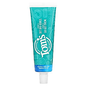 Tom's of Maine, Natural Rapid Relief Sensitive Fluoride Free Toothpaste - Fresh Mint, 4 Ounce