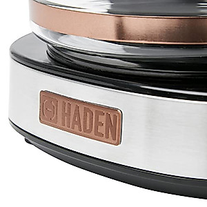 HADEN 75106 Heritage Innovative 12 Cup Capacity Programmable Vintage Retro Home Countertop Coffee Maker Machine with Glass Carafe, Steel/Copper