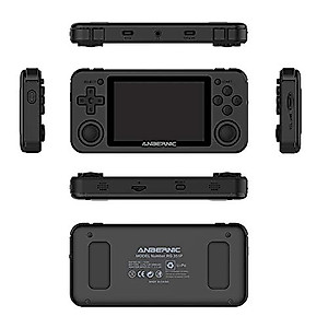 RG351P Handheld Game Console,Plug & Play Video Games Supports TF Extend 256GB , Portable Game Console 3.5 Inch IPS Screen Double 3D Rocker Supports 3.5mm Sound Headphones (Black)