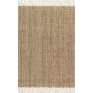nuLOOM Raleigh Farmhouse Jute Tasseled Area Rug, 10x14, Natural