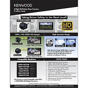 KENWOOD EXCELON CMOS-740HD High Definition Rear backup Camera for use with Select KENWOOD Receivers