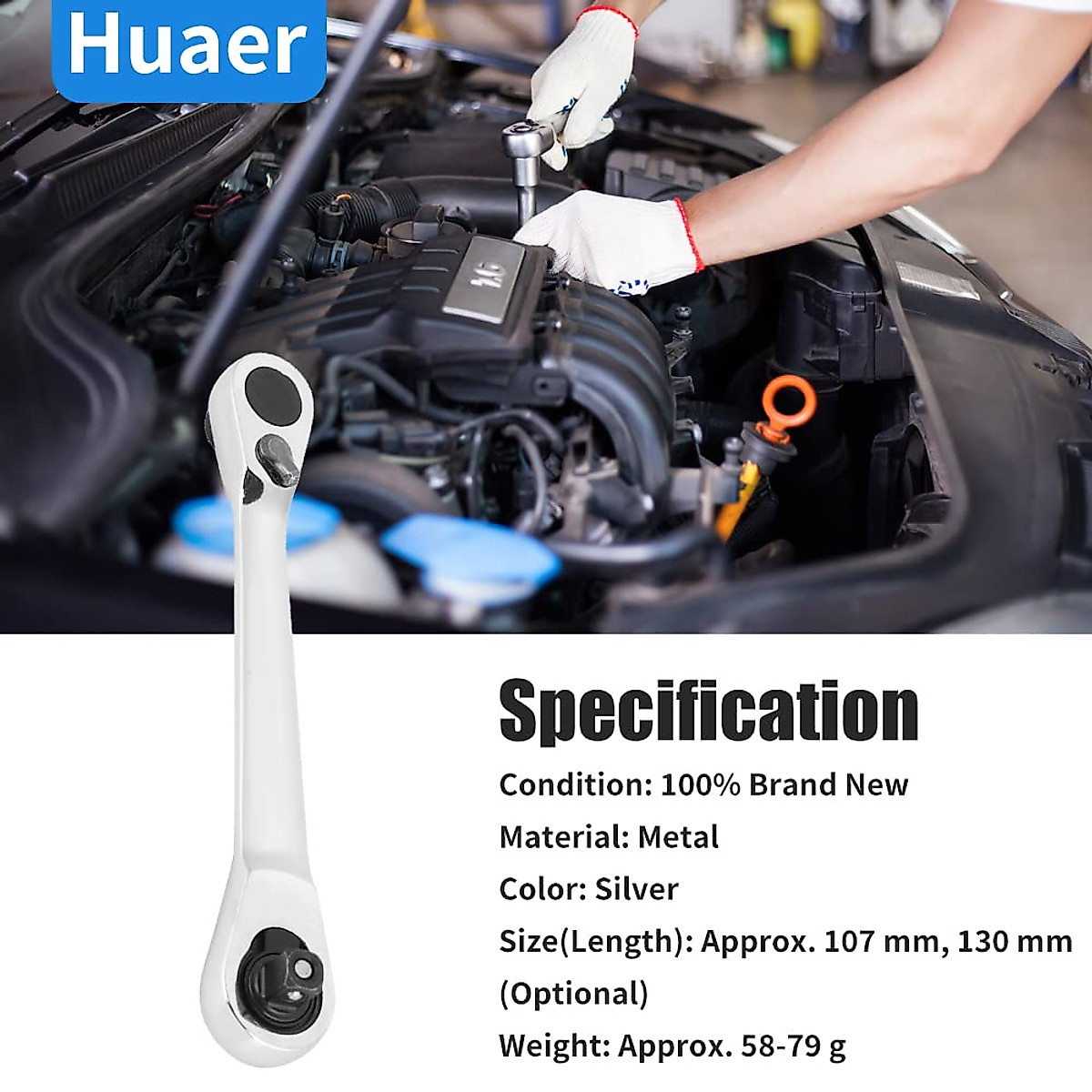 Akozon Allen Wrench, 1/4" Mini Ratchet Socket Wrench Screwdriver Hex Wrench Quick Release Ratchet Wrench (130mm)