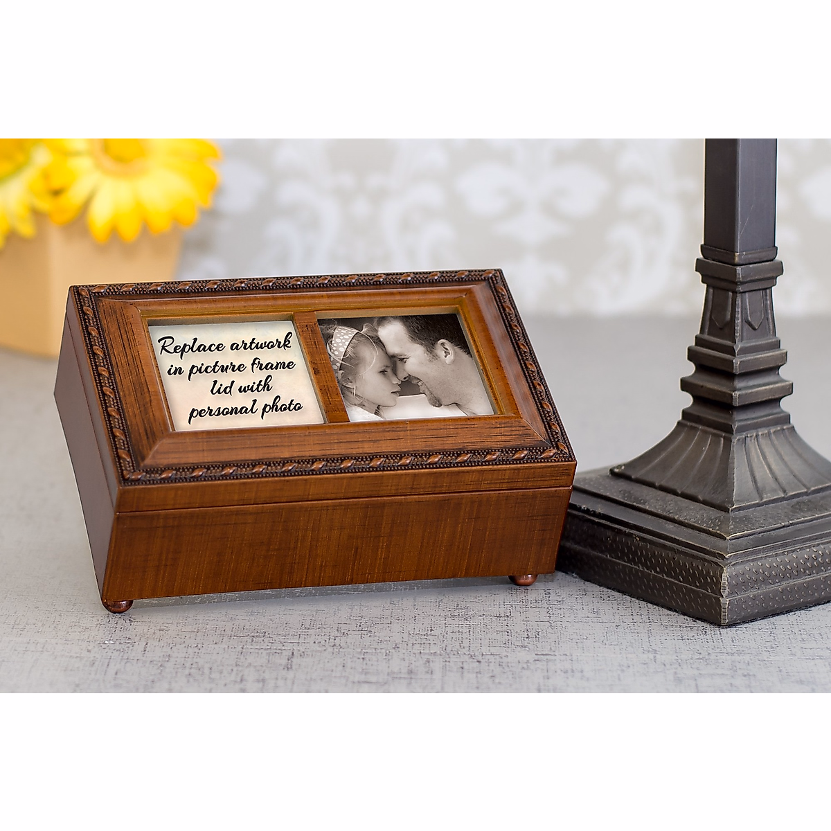 Cottage Garden My Dear Friend Blessed I am Wood Finish Small Jewelry Music Box Plays That's What Friends are for