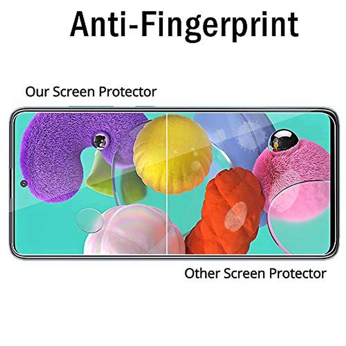 QHOHQ 3 Pack Screen Protector for Samsung Galaxy A51 4G ＆ 5G ＆ 5G UW with 2 Packs Camera Lens Protector, Tempered Glass Film, 9H Hardness, HD, 2.5D Edge, Anti-Fingerprint, Anti-Scratch