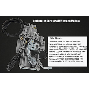 YFM350 Carburetor for Yamaha 1987-1990 & 1992-1995 Moto-4 350 YFM350/1987-2004 Warrior 350 YFM350/1987-1998 Big Bear 350 YFM350/1996-1998 Kodiak 400 YFM400/1995 Wolverine 350 YFM35F +Intake Manifold