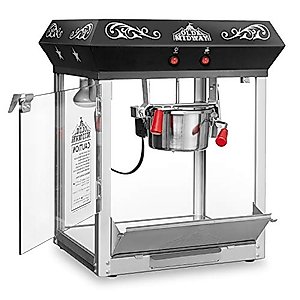 Olde Midway Bar Style Popcorn Machine Maker Popper with 6-Ounce Kettle - Black