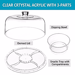 HBlife Acrylic Cake Stand with Dome Cover Multifunctional Serving Cookie Platter Punch Bowl and Cake Plate for Dessert Table Display for Parties (6 Uses)