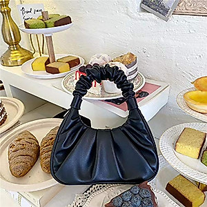 Purse Vintage Retro Shoulder Bag Vegan Leather 90s Rachel Bag Mini Purse Fashion Bag Chic… (Midnight Black)