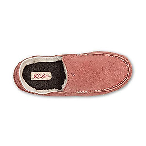 OLUKAI Nohea Slipper, Women's Slip-On Shoes, Genuine Shearling & Premium Nubuck Leather, Drop-In Heel Design, Cozy & Ultra-Soft Comfort Fit, Cedarwood/Cedarwood, 8