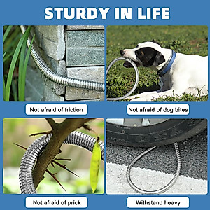 SURNEI 50ft Stainless Steel Garden Hose Metal, Heavy Duty Water Hose with 10 Function Sprayer Nozzle, Flexible Garden Hose, No-Tangle, Kink-Free, Puncture Proof Hose for Yard Lawn, Outdoors, Rv