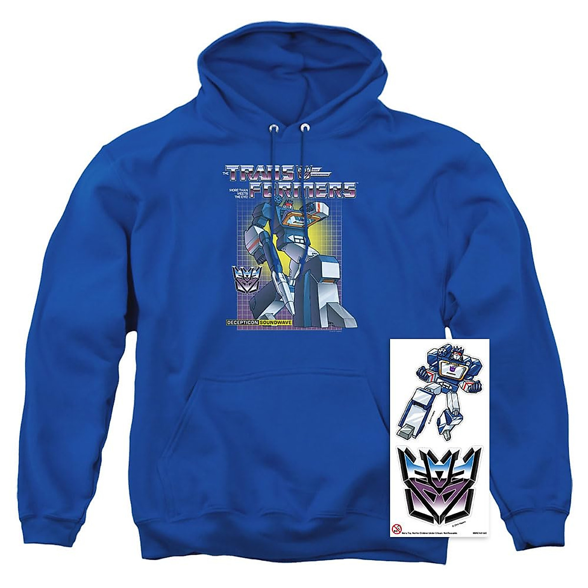 Popfunk Transformers Soundwave Pullover Hoodie & Stickers - Small, A. Royal Blue