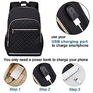 Bluboon Backpack for Women 15.6 Inch Laptop Bookbag College School Backpack Girls Schoolbag Compartment Daypack for Business Travel with USB Charging Port and Headphone Interface