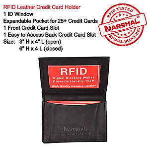 Marshal® RFID Blocking Mens Leather Expandable Business Card Case Wallet