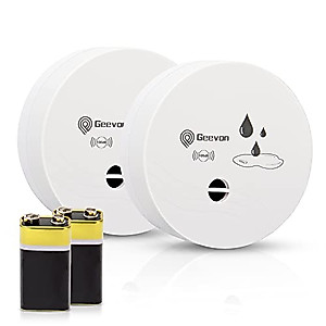 Geevon 6 Pack Water Leak Detectors, 100dB Water Sensor Alarms Flood Detector for Basements, Bathrooms, Laundry Rooms, Kitchens, Garages, and Attics, Water Alarms Battery-Operated (Battery Included)