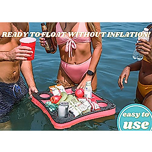 Polar Whale Floating Drink Holder Red and Black Refreshment Table Tray for Pool or Beach Party Float Lounge Durable Black Foam 17.5 Inches Large 10 Compartment UV Resistant