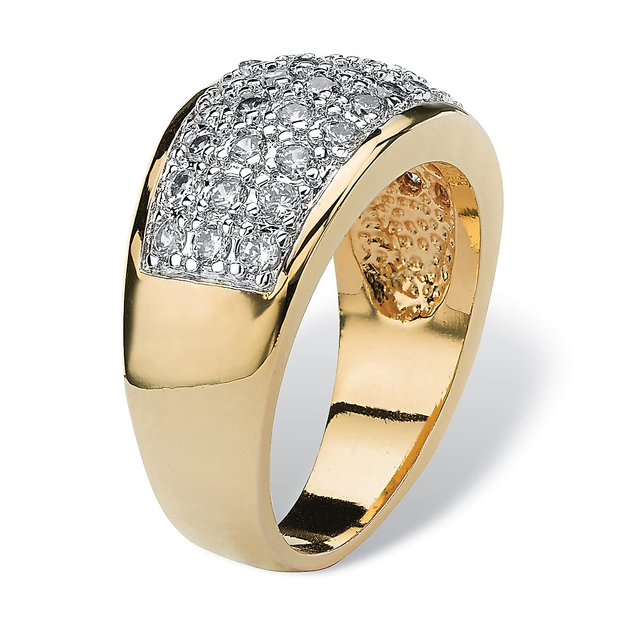 PalmBeach Yellow Gold-plated Round Cubic Zirconia Dome Pave Ring Sizes 6-10 Size 6