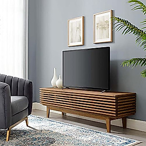 Modway Render 60" Mid-Century Modern Low Profile TV Stand in Walnut, 60 Inch