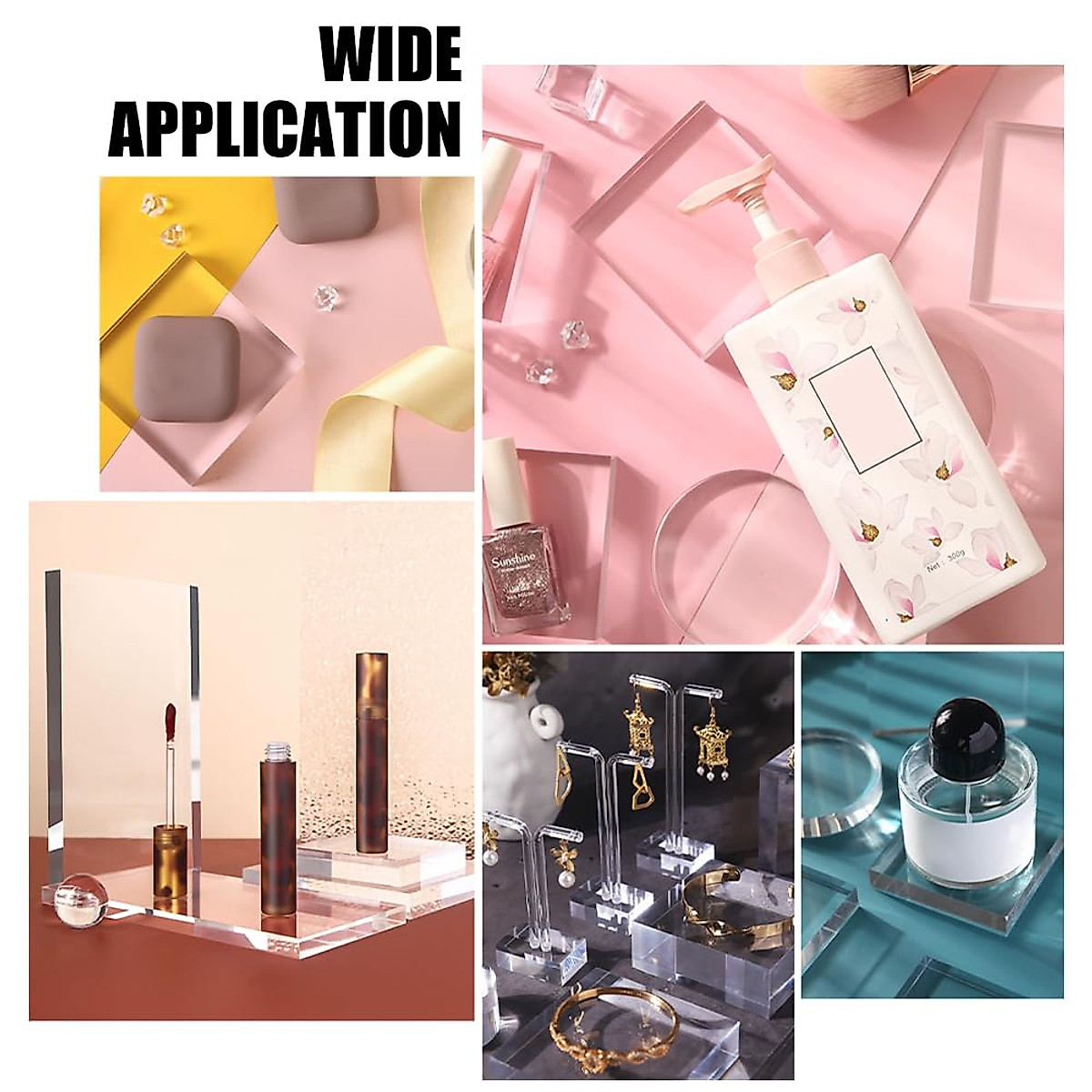 FINGERINSPIRE Clear Polished Acrylic Square Display Block Acrylic Jewelry Display Stand Ring Showcase Display Holder 1" x3" x3"