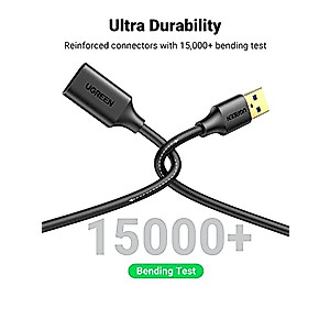UGREEN USB Extender, USB 3.0 Extension Cable Male to Female USB Cable High-Speed Data Transfer Compatible with Webcam, Gamepad, USB Keyboard, Mouse, Flash Drive, Hard Drive, Oculus VR, Xbox 3 FT