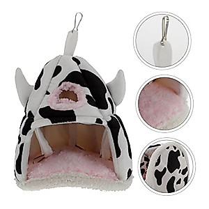 Ipetboom 1pc Nest Burrowing Double- House Home Glider Hut Toy Habitat Cotton Mini Rat Medium Cute Pet Tent Cage Animals Puppies Pattern Sleeping Plush Animal Double-Layer Hedgehog Small