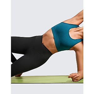 CRZ YOGA Womens Butterluxe Cross Waist Workout Leggings 25 Inches - V Crossover High Waisted Gym Yoga Black Medium