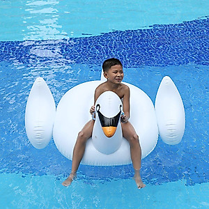 Toxz Swan Inflatable Ride-On Swimming Ring,Suitable for Children and Adults,Built-in Handles,59" X 59" X 39.3"(Ship from US!)