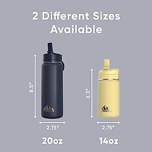 Hydrapeak Mini 14oz Water Bottle with Straw Lid, Stainless Steel Double Wall Insulated Water Bottle | Leak-Proof and Spill-Proof Water Bottle, 24 Hours Cold (Ice)