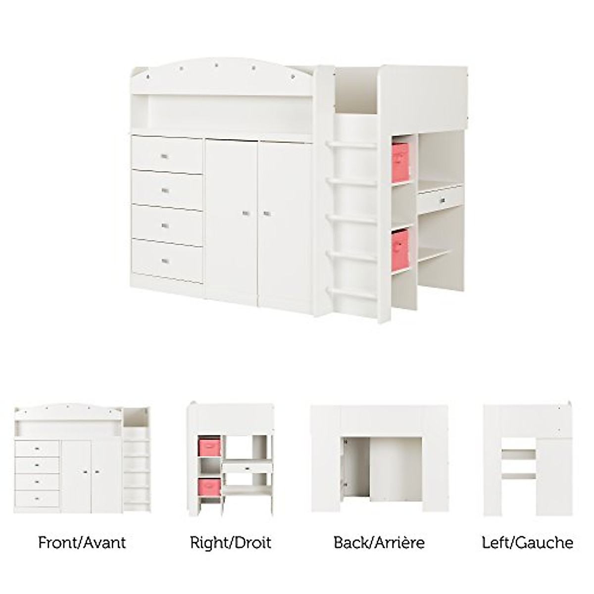 South Shore Tiara Loft Bed with Desk, Twin