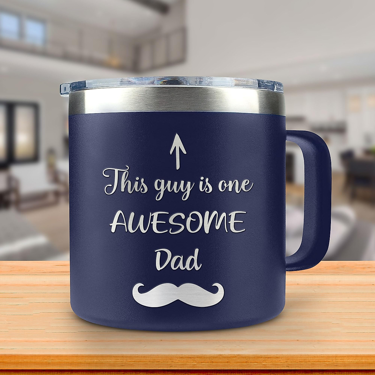Hyturtle This Guy is One Awesome Dad Coffee Navy Mug/Tumbler 14oz Gift For Dad, Gifts For Dad From Daughter, Son, Kids - Fathers Day - Birthday, Christmas Gift Ideas For Father, Men
