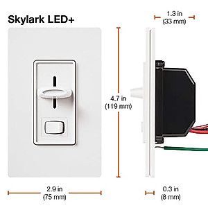 Lutron Skylark LED+ Dimmer Switch for Dimmable LED, Halogen and Incandescent Bulbs | Single-Pole or 3-Way | SCL-153P-WH | White