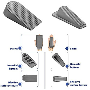 Crosize Grey Extra Large Door Stopper, High 1.9 Inches Big Door Stop for Floor Rubber Doorstop Wedge, Door Gaps and Prevent The Lock-Outs, Floor Sturdy Door Stopper for Heavy Duty Door Bottom of Door